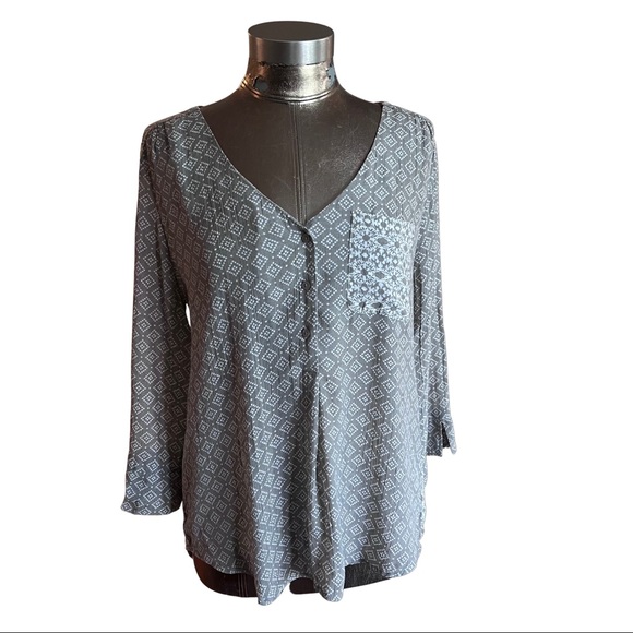 Fred David | Tops | 325 Fred David Geometric Mixed Pattern Long Sleeve ...
